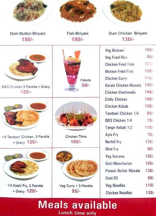 Menu at Hotel Blueberry, Chennai