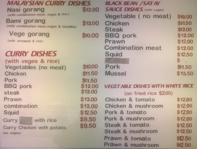 Menu at King of Kings fast food, Auckland