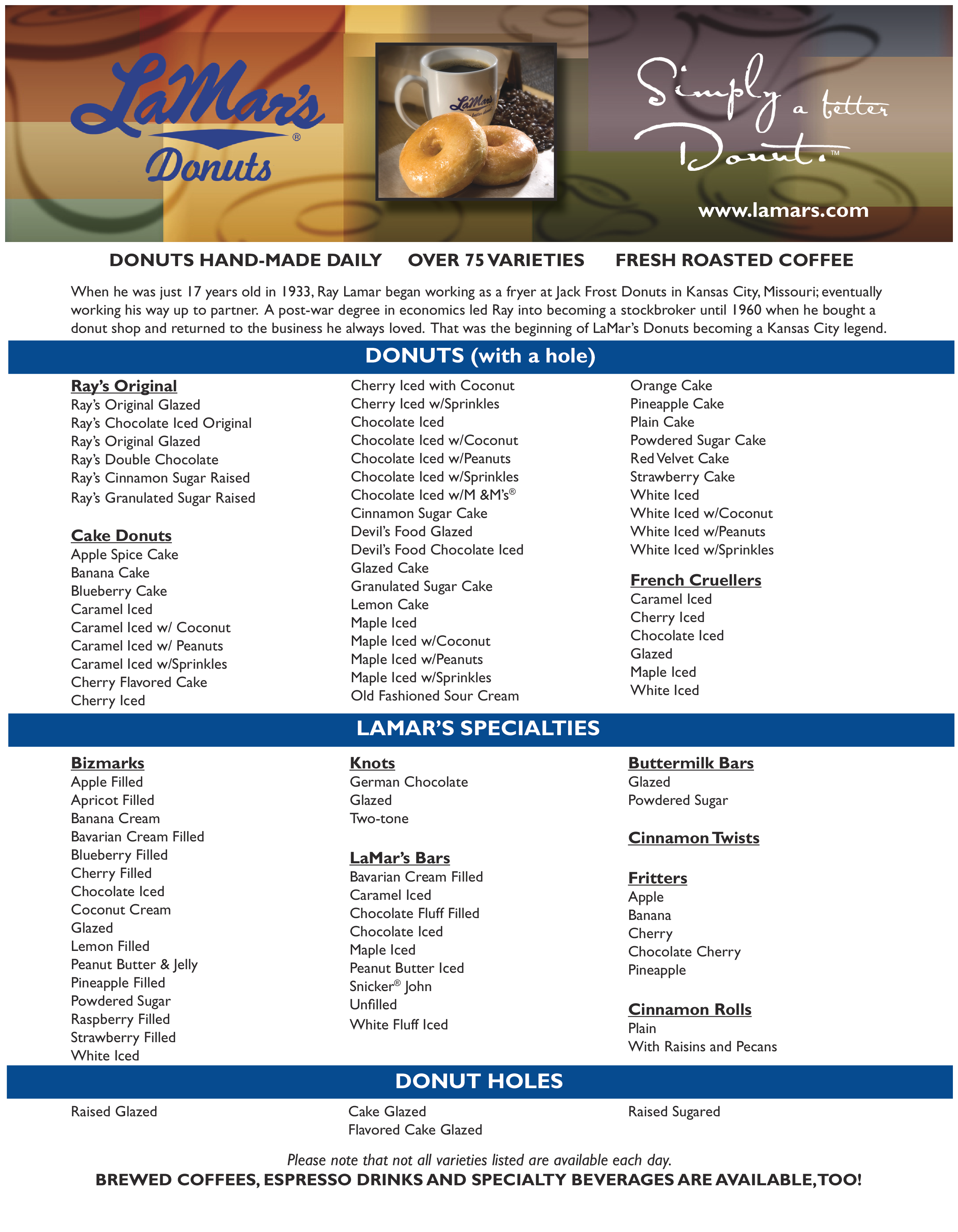 LaMar's Donuts Menu, Menu for LaMar's Donuts, Overland Park, Kansas ...