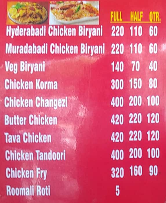 Menu of Shahi Chicken Biryani Corner, Sikandarpur, Gurgaon
