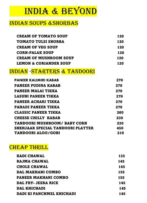 Menu of Shehjaar, Kalyan, Thane