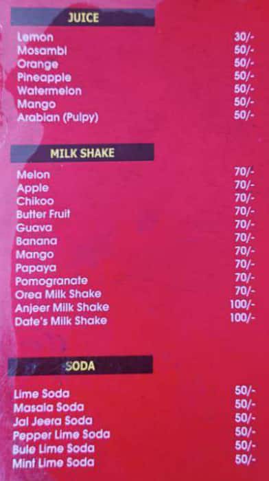 Menu at Al khaja Restaurant, Bengaluru