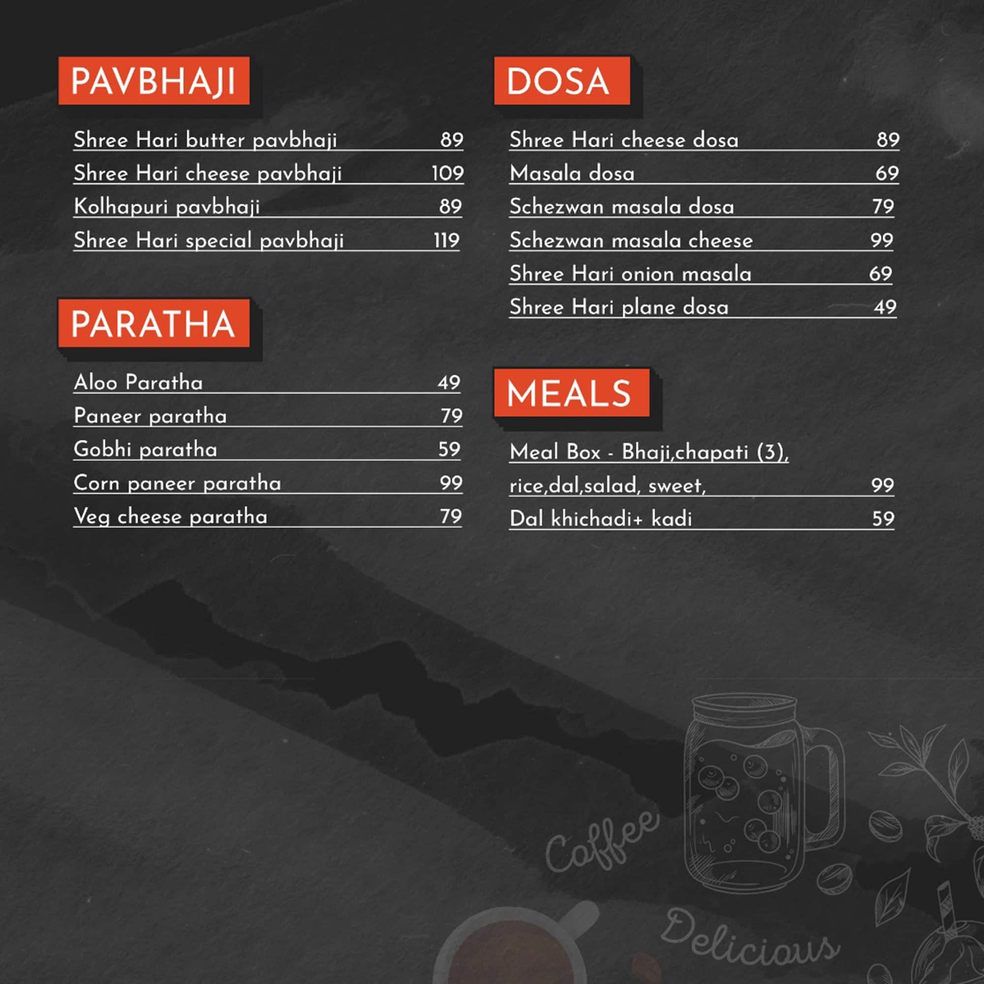 Menu of Shree Hari Cafe, Chinchwad, Pune