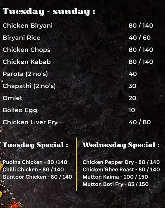 Menu of Gowdthi's Kitchen, Kanakapura Road, Bangalore