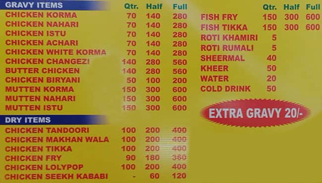 Menu of Mehak Chicken Food, Laxmi Nagar, New Delhi