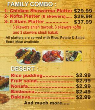 Menu at Pyramids Shawarma & Grill restaurant, Mississauga