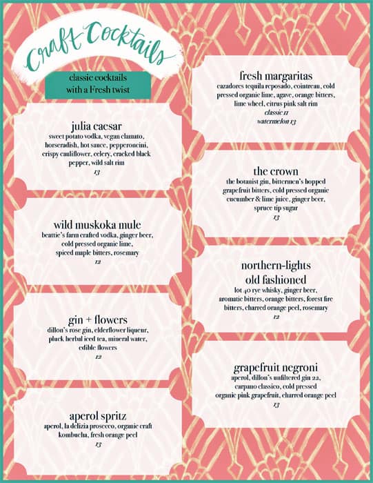 Menu at Fresh Kitchen + Juice Bar, Toronto