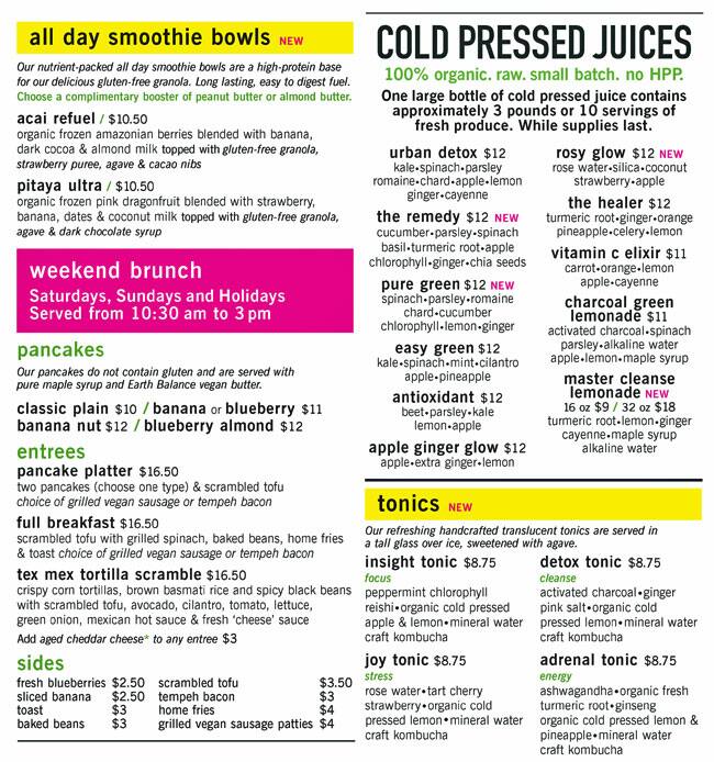 Menu at Fresh Kitchen + Juice Bar Eglinton, Toronto