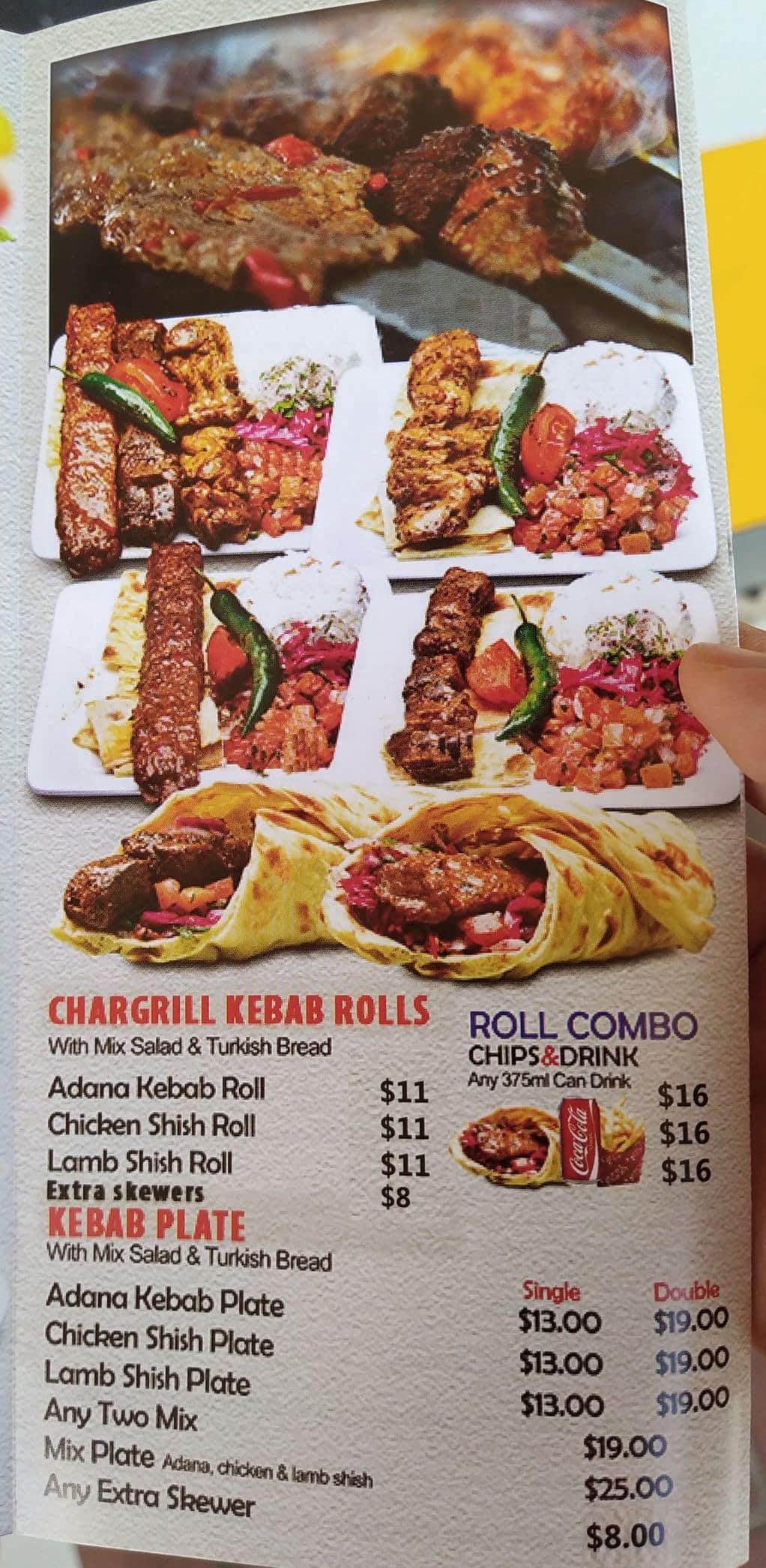 Menu at OZ Brothers Kebabs restaurant, Doonside