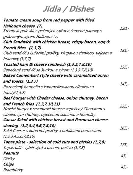 Menu at Majestic Plaza Hotel Prague pub & bar, Prague
