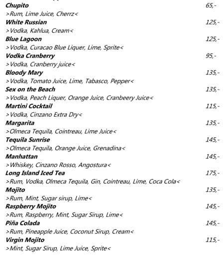 Menu at Majestic Plaza Hotel Prague pub & bar, Prague