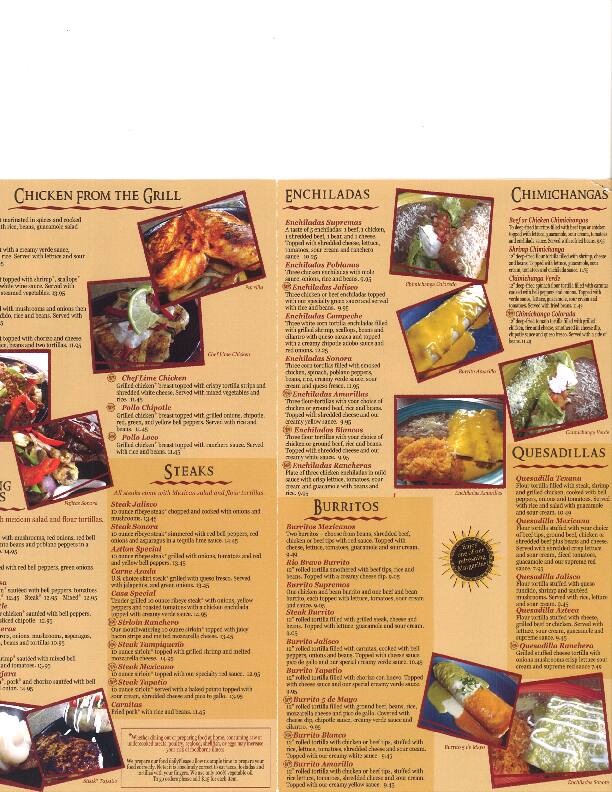 Menu at Aztlan Mexican Grill restaurant, Mount Horeb