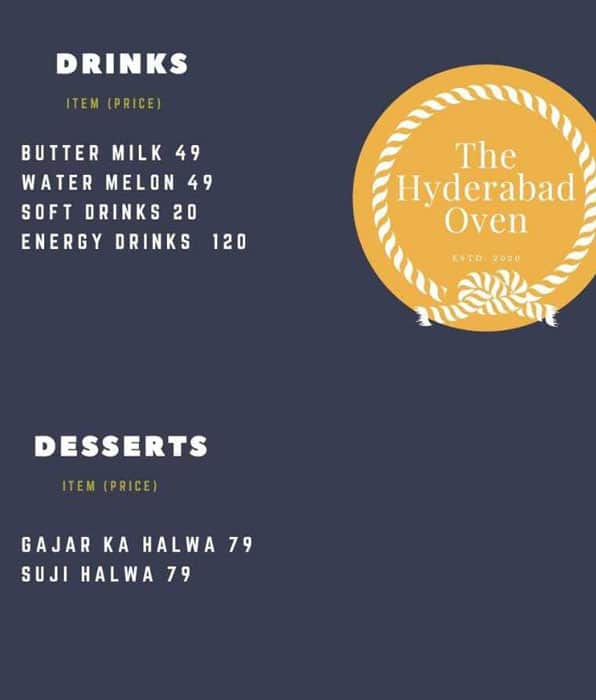 Menu at The Hyderabad Oven, Hyderabad