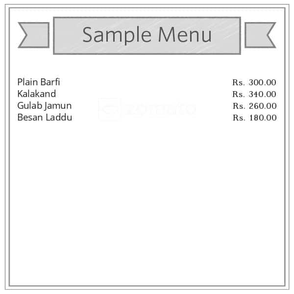 Menu of Mama Sweets, Nizamuddin, New Delhi