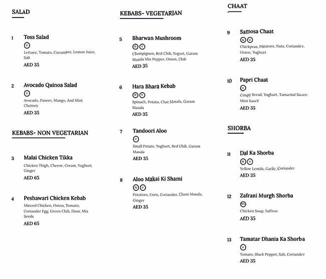 Menu at NOÉPE, Park Hyatt Dubai restaurant, Dubai