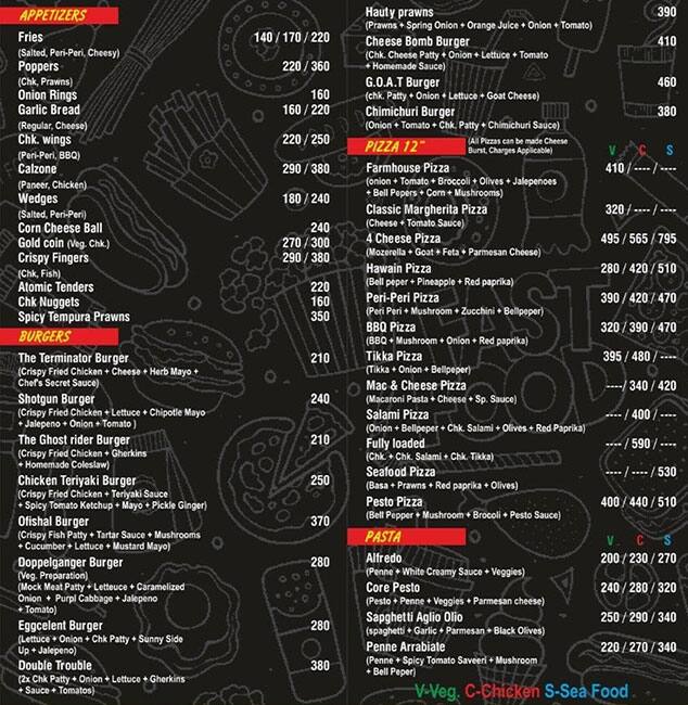 Menu of Burgeria, Pali Hill, Bandra West, Mumbai