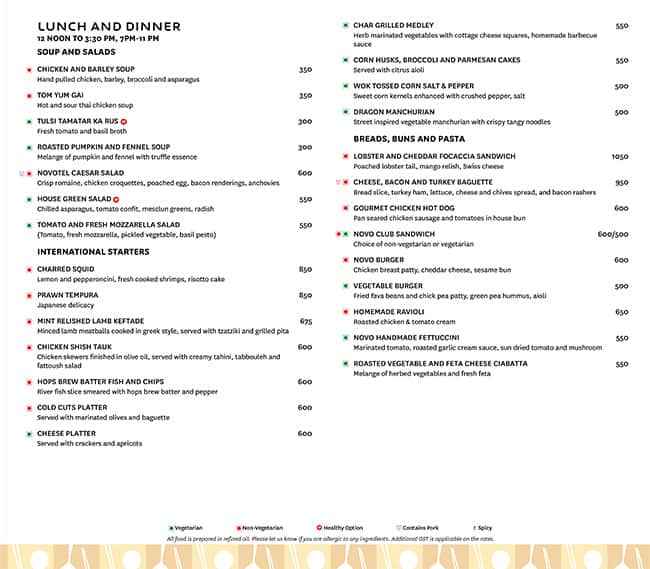 Menu at The Square - Novotel Guwahati GS Road, Guwahati