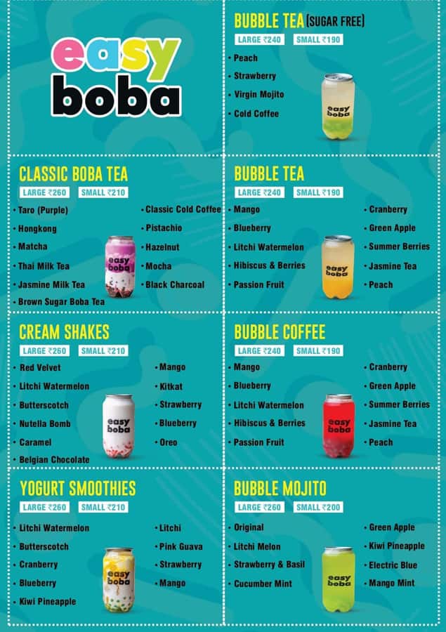 Menu of Easy Boba, Kemps Corner, Mumbai
