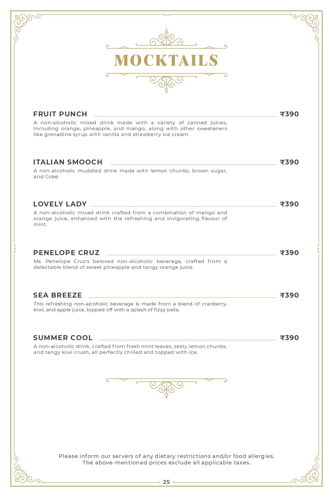 Menu of Tandoor | A Heritage Indian Restaurant & Bar, MG Road, Bangalore