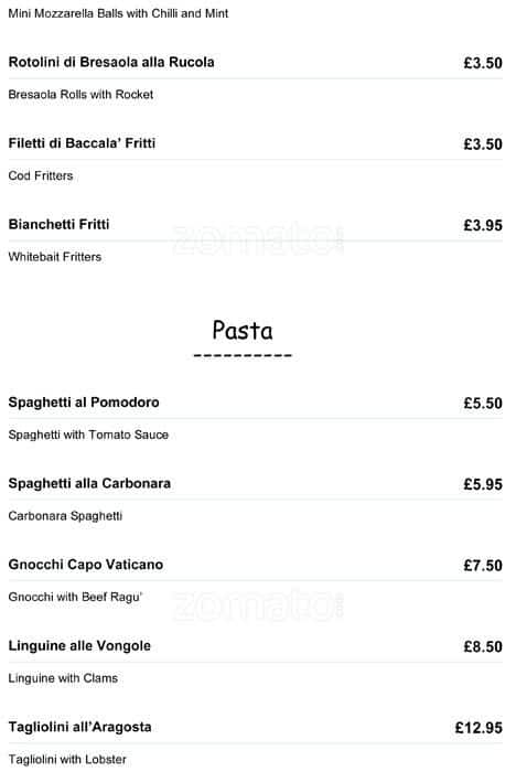 Menu at Da" Daniela Italian Canteen restaurant, London