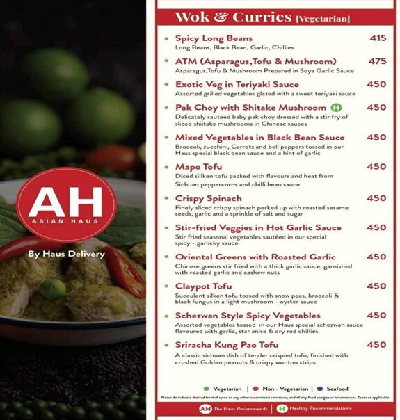 Menu at Asian Haus - By Haus Delivery, New Delhi