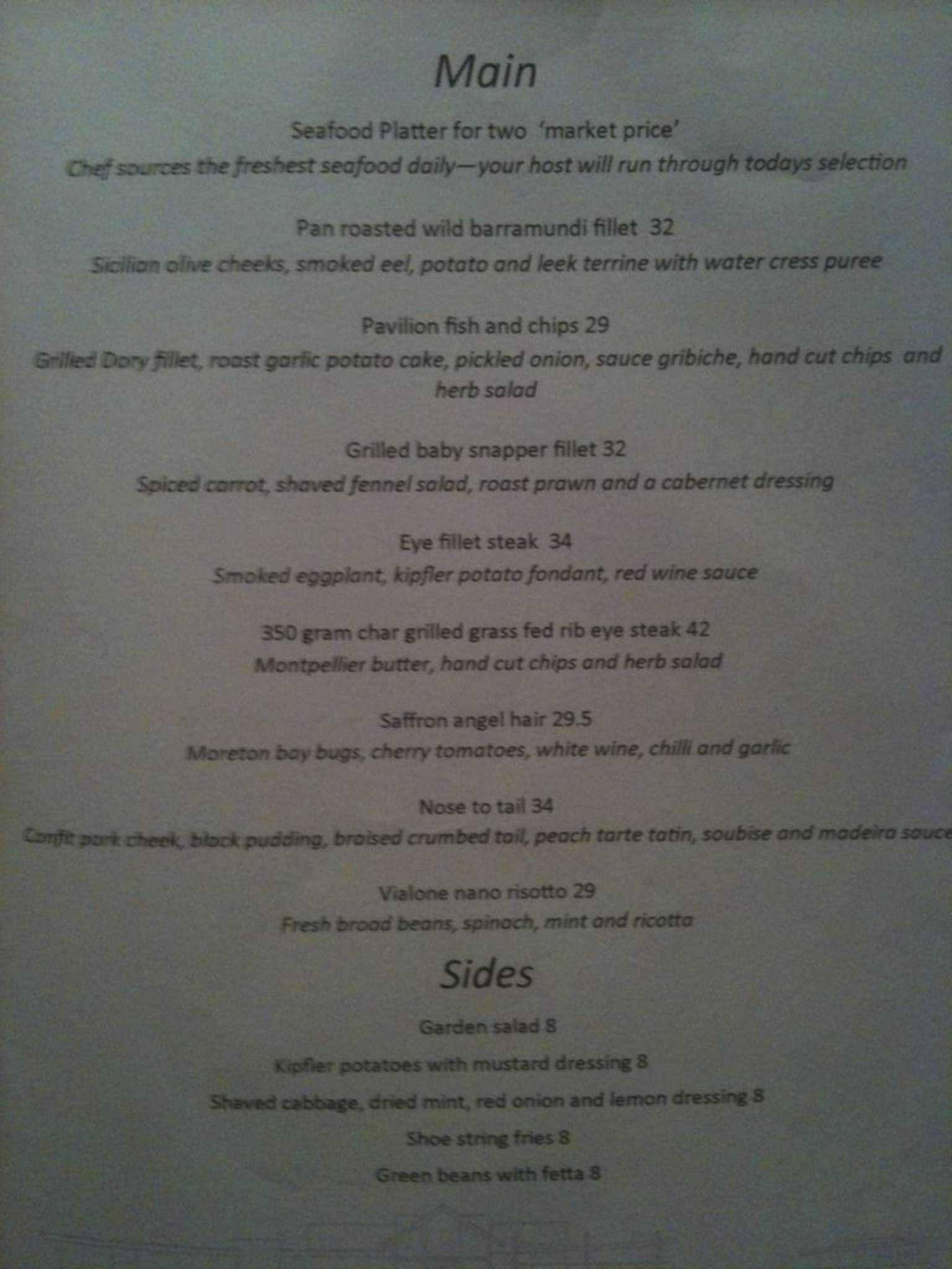 Menu at Lorne Sea Baths cafe, Lorne