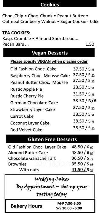 Menu at Southern Sweets Bakery, Decatur