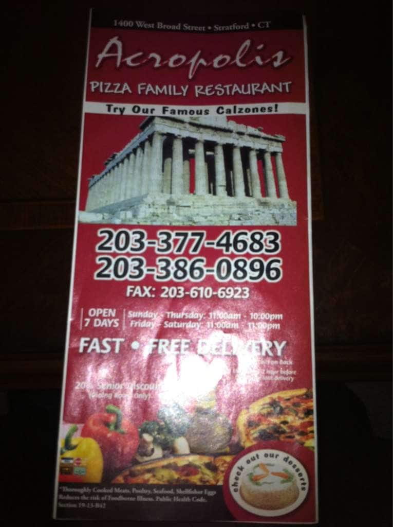 Acropolis Pizza Family Restaurant Menu - Urbanspoon/Zomato