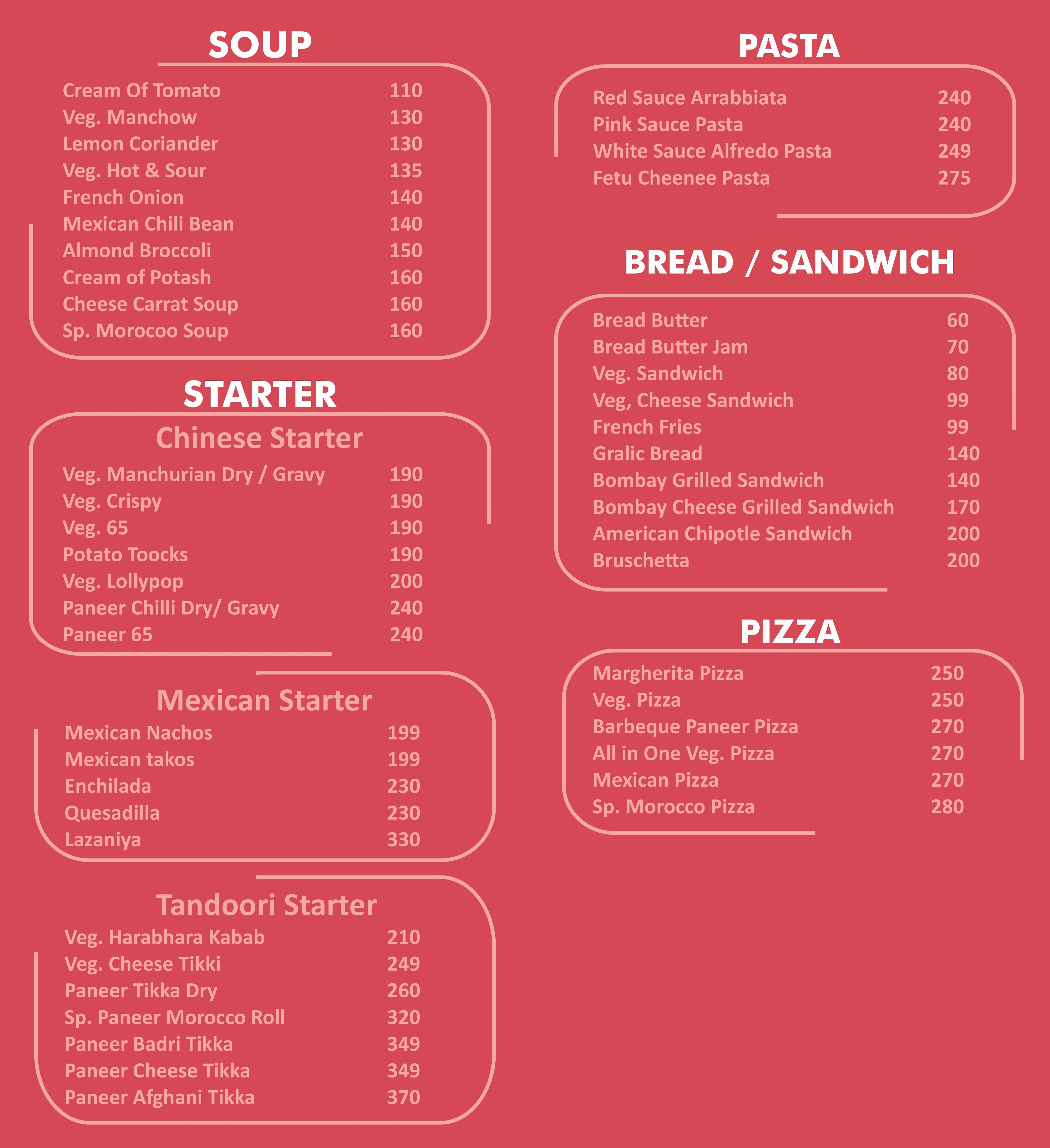 Menu at Morocco The Garden Restaurant, Surat