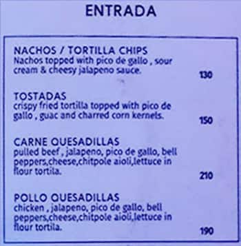 Menu at The High Joint Navalur, Chennai