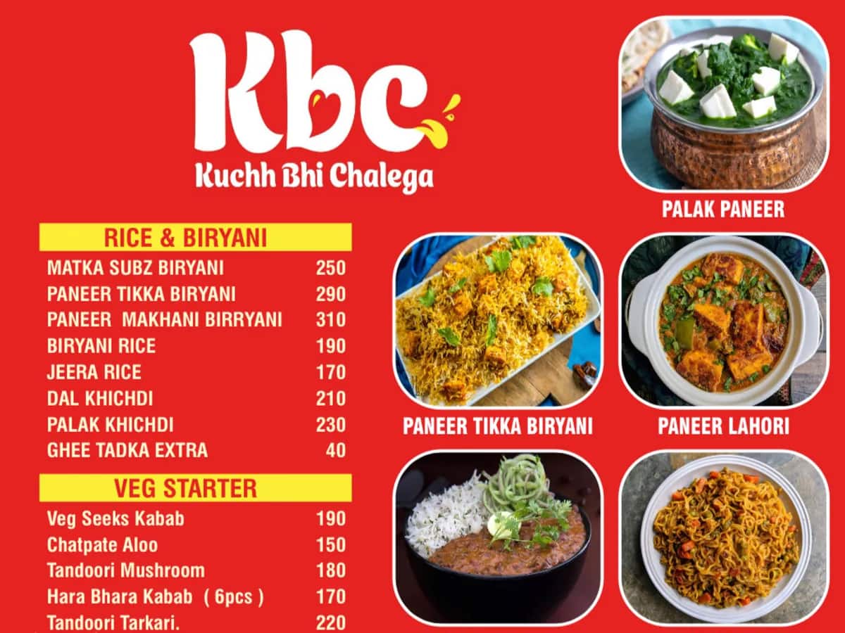 Menu of KBC - Kuch Bhi Chalega, Kandivali East, Mumbai