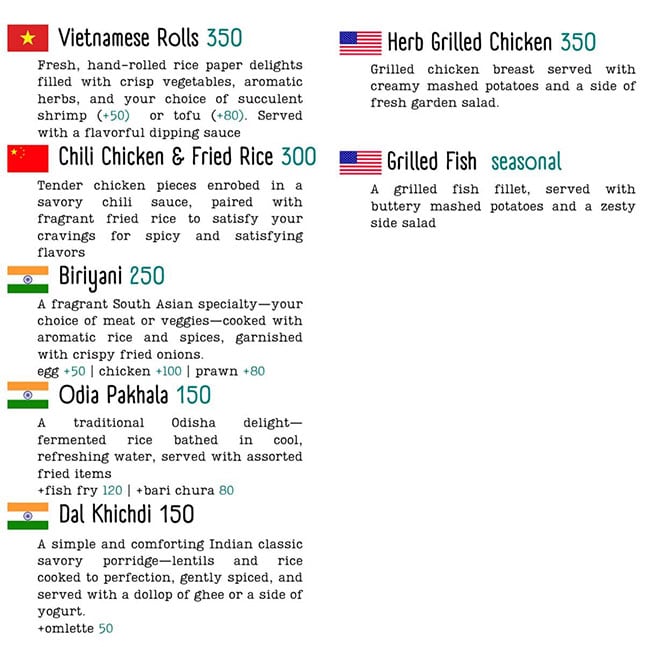 Menu of Overland Bistro, Palolem, Goa