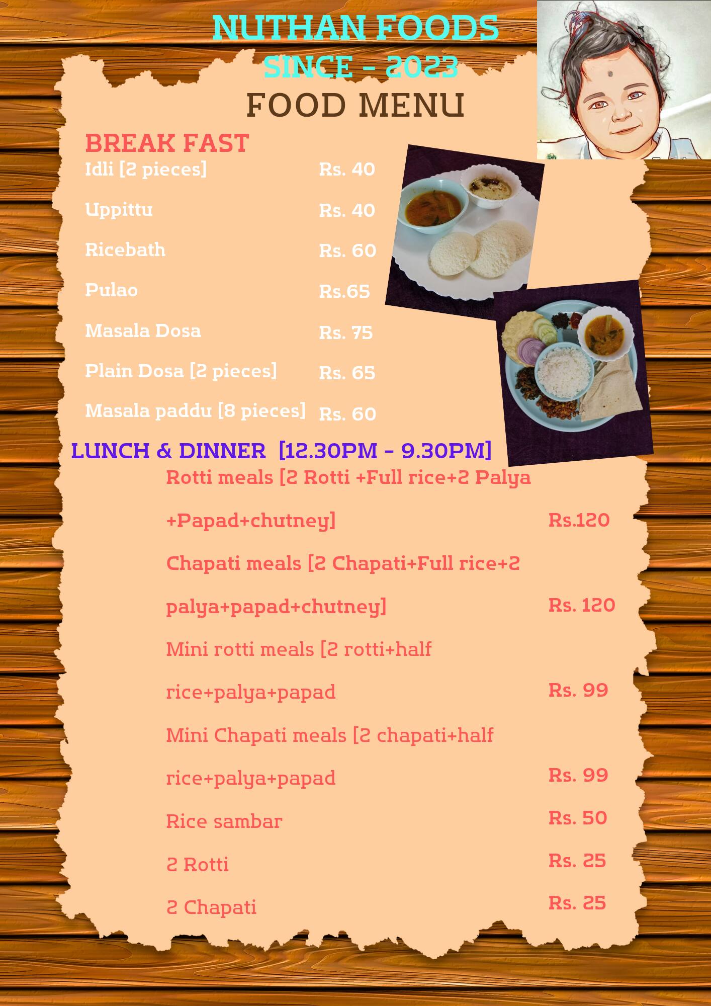 Menu of Nuthan Foods Since - 2023, Vijay Nagar, Bangalore