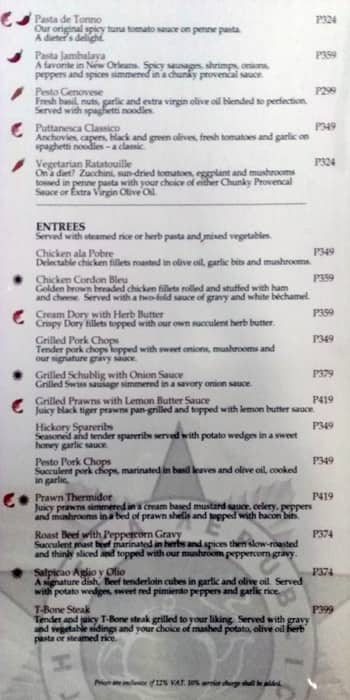 Menu at Tea Republic, Makati