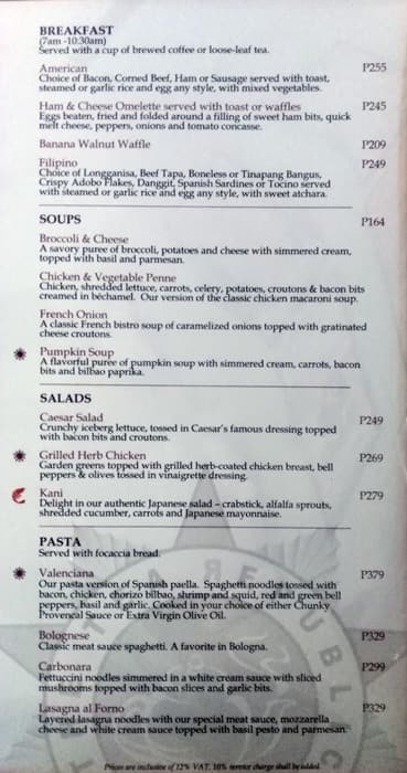 Menu at Tea Republic, Makati