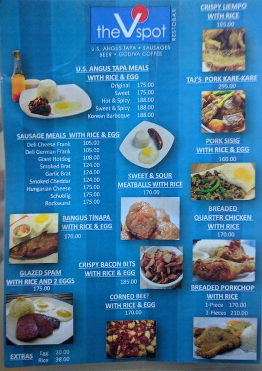 Menu at The V Spot pub & bar, Makati