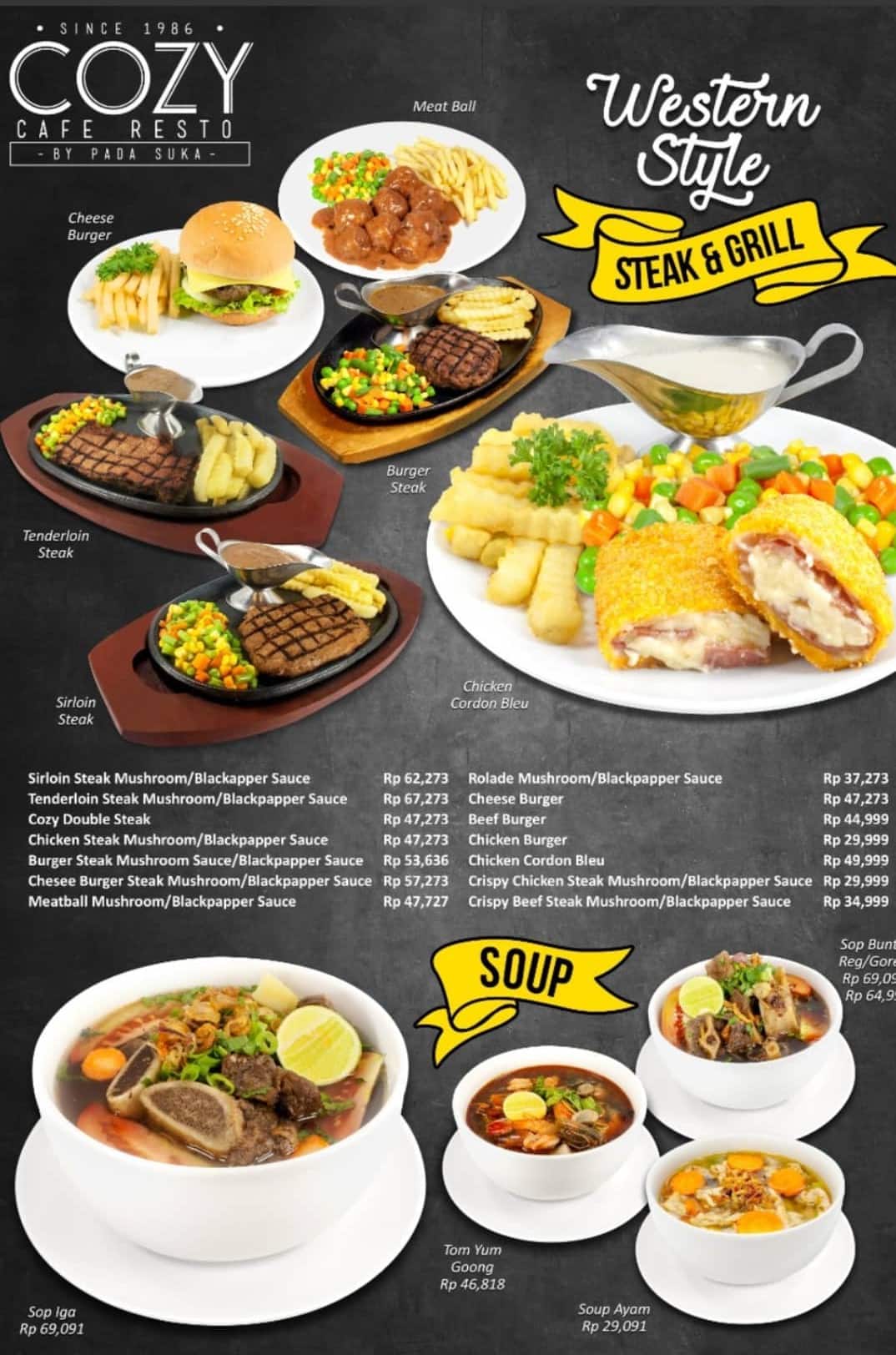Menu at Cozy cafe, Bekasi Regency