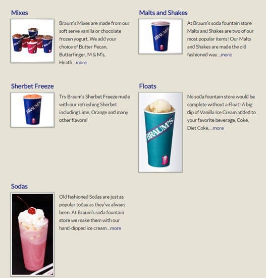 Menu at Braum's fast food, Haltom City, 5608 Denton Hwy