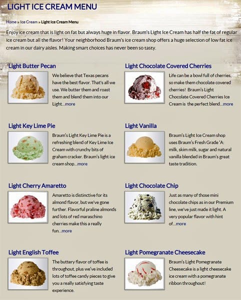 Menu at Braum's fast food, Haltom City, 5608 Denton Hwy