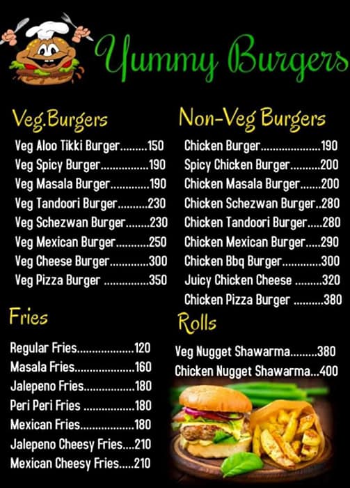 Menu of Yummy Burgers, Goregaon East, Mumbai