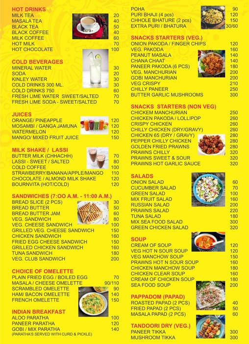 Menu of Indian Handi Bar & Restaurant, Candolim, Goa
