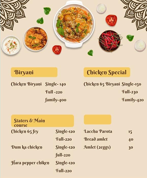 Menu of Lazeez Food Corner, Medchal Road, Hyderabad