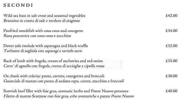 Menu at Oval Restaurant, London