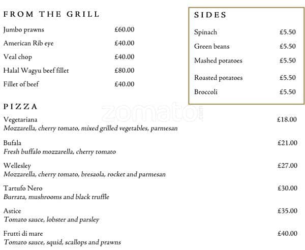 Menu at Oval Restaurant, London