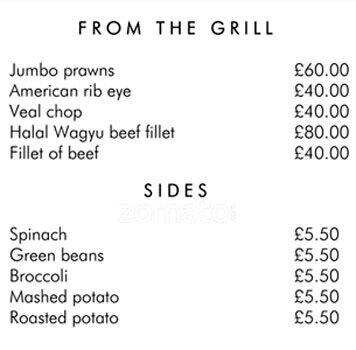 Menu at Oval Restaurant, London