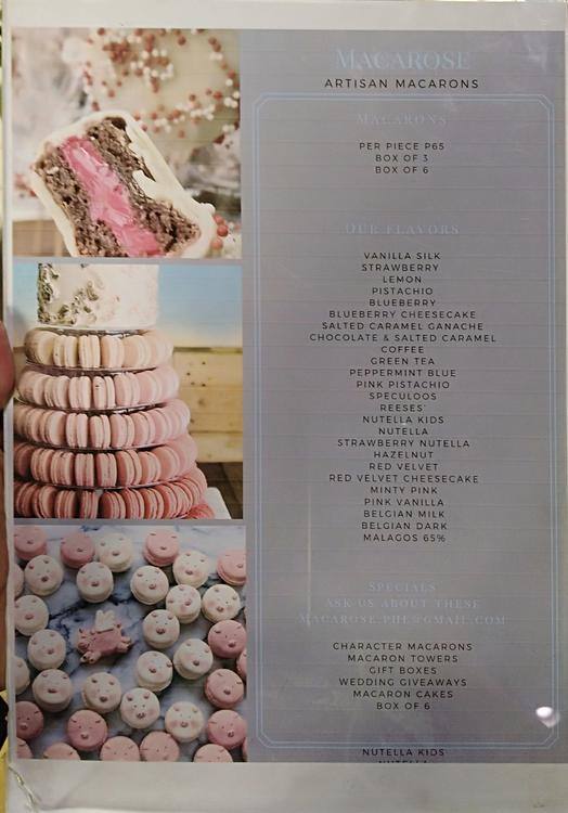 Menu at Macarose Fine Foods cafe, Quezon City