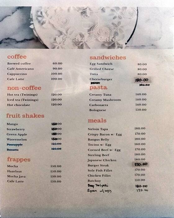 Menu at Macarose Fine Foods cafe, Quezon City