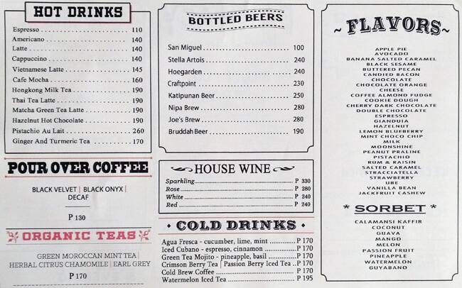 Menu at Farmacy desserts, Taguig