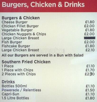 Menu at Golden Fish Fry restaurant, Birmingham