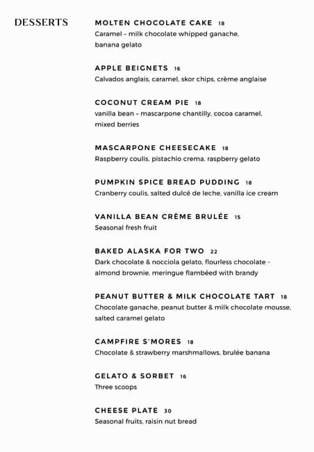 Menu at Harbour 60 Toronto steakhouse, Toronto